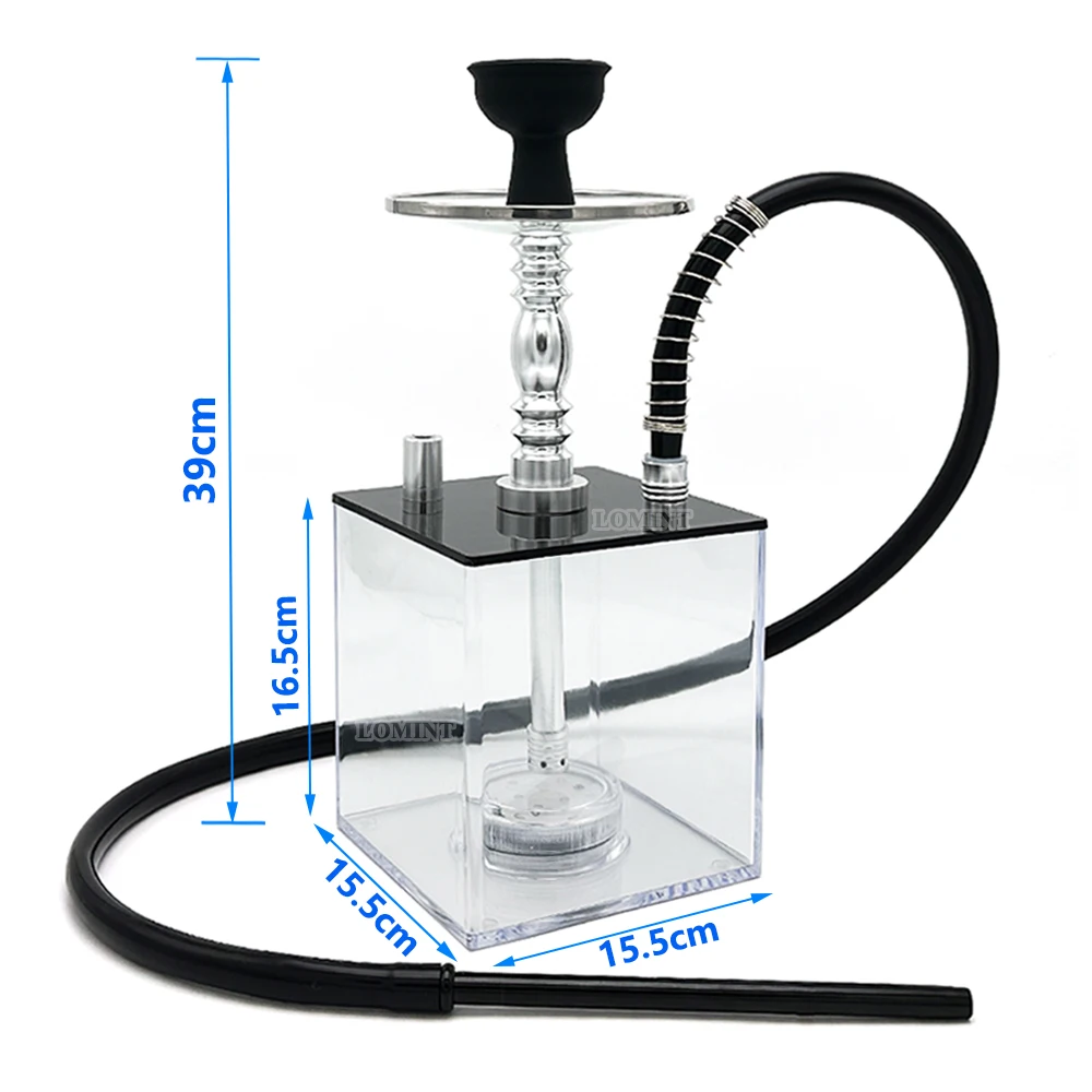 Clear Transparent Square Hookah Acrylic Shisha Set