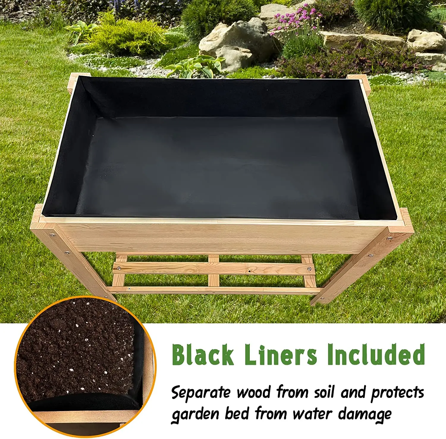 Cedar Raised Garden Bed Kit With Legs Outdoor Elevated Wood Planter Box ...