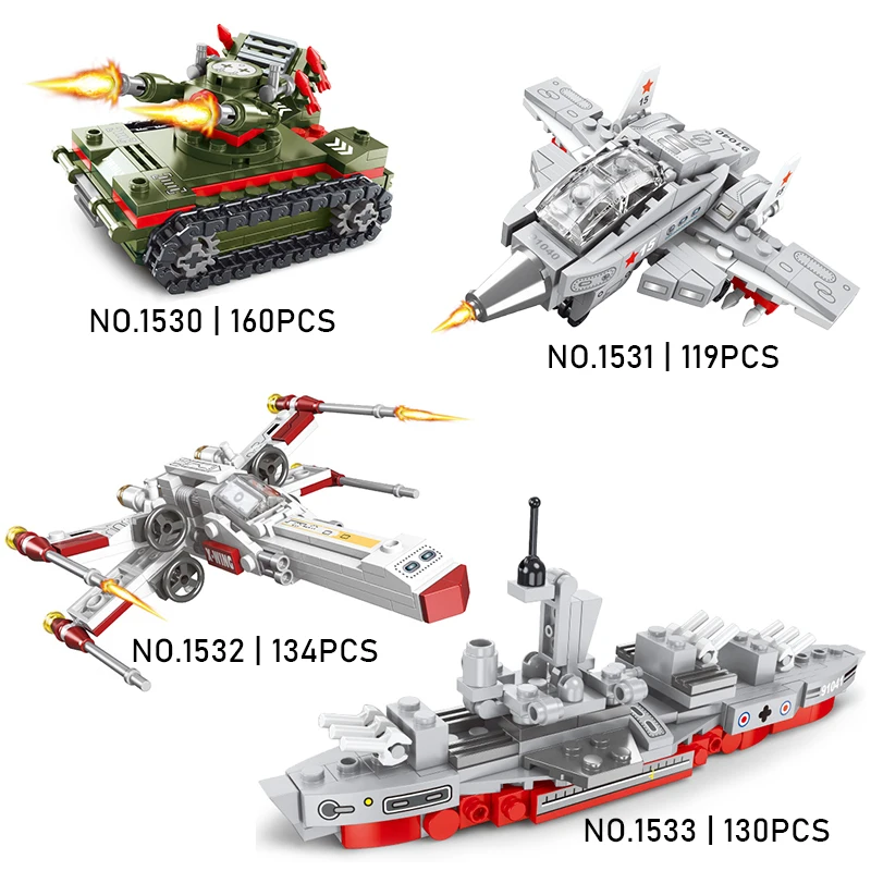 Military Series WW2 Truck Howitzer Tank Missile Vehicle MOC Model