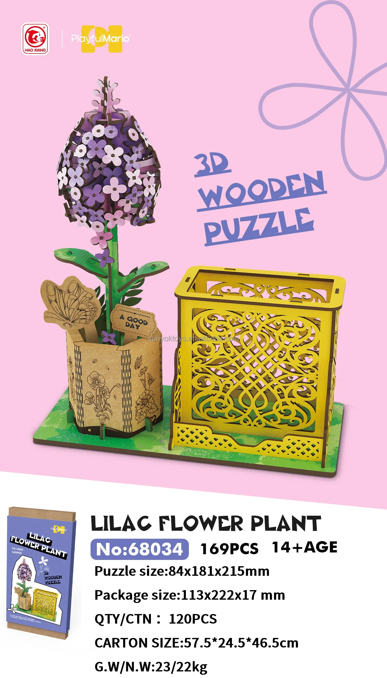 3D Wooden Jigsaw Puzzle Flowers Wood Craft Model Kits Eternal Flowers ...