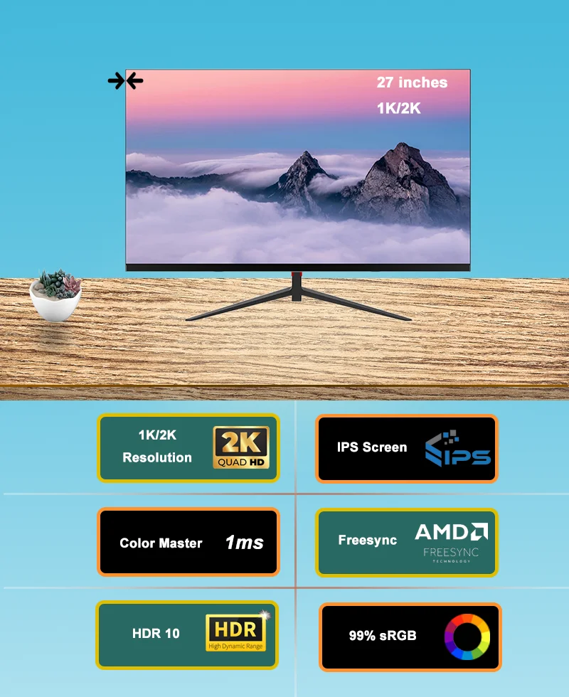 27 Inches Bezel-less Ips/va Computer Led Monitor With Fixed Bracket For ...