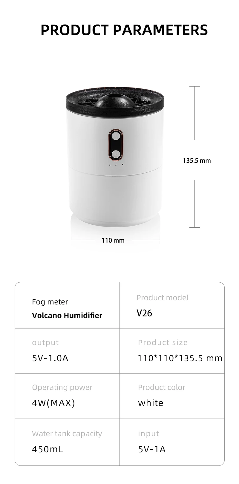 IMYCOO Portable Fire Jellyfish Volcano Humidifier - 450ml