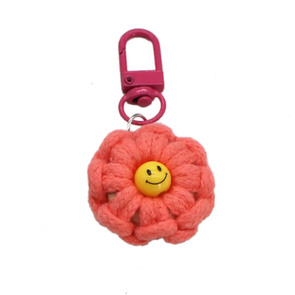 New Cute Cartoon Smiling Face Expression Pendant Cotton Rope Woven Key ...