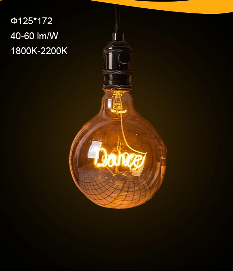 G125 1W DC4.5V Custom Led Soft Filament Bulb Love Shape Bulb Led