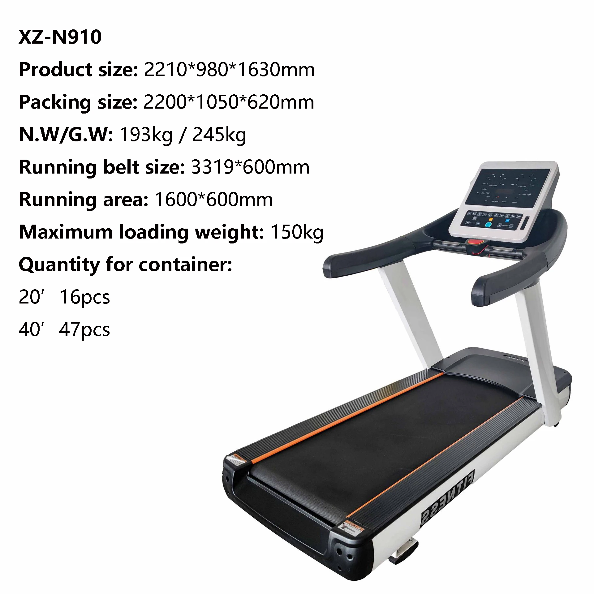 Multi-functional Commercial Gym Equipment Motorized Ultra-quiet Running ...