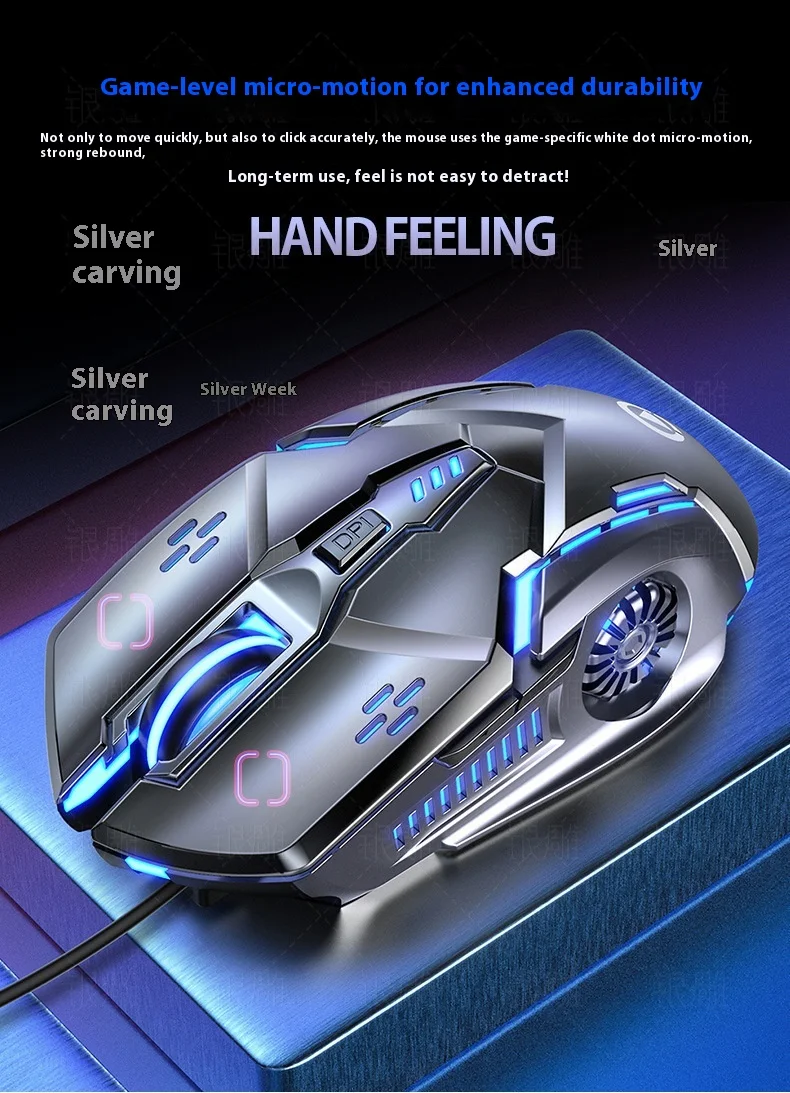 Gaming Mouse Wired Mute Mouse Gamer Mice 6button Luminous
