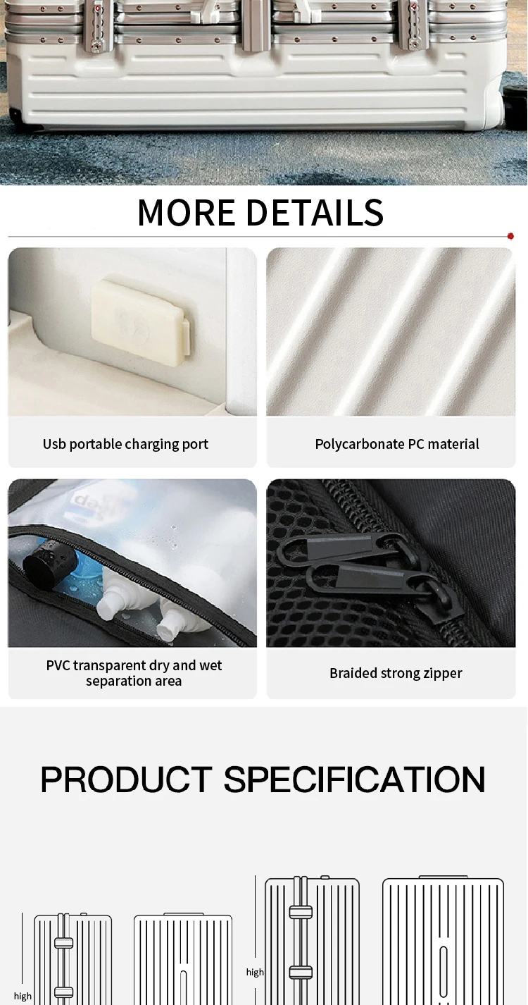 Hand Carry ABS PC Professional USB 28 TSA Suit Case