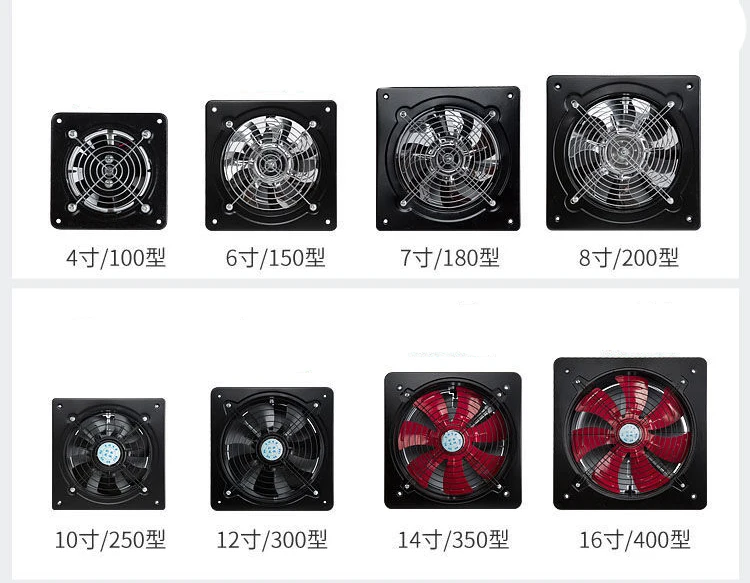 Silent 5 Inches Wall-Mounted Axial Duct Fan Cast Iron Blades Electric ...