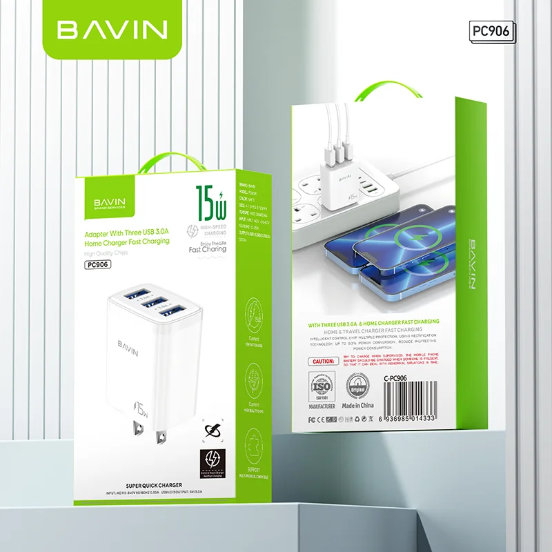 Bavin Mobile Charger Factory Pc906 15w Usb Wall Fast Mobile Phone ...