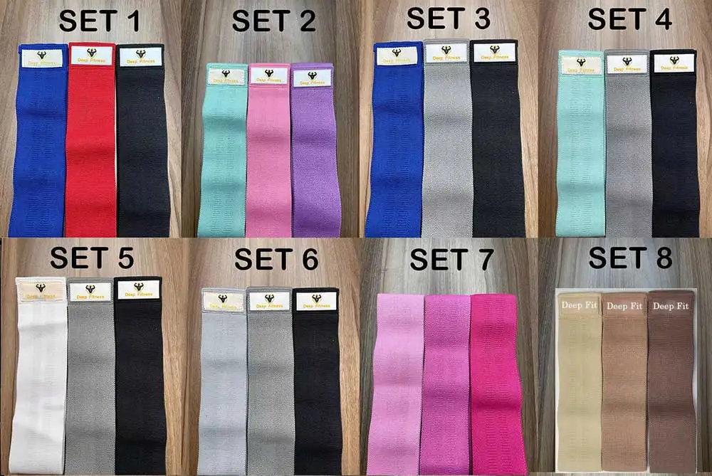 Home and Gym Workout Fabric Resistance Bands 3 Level Non-Slip Exercise ...