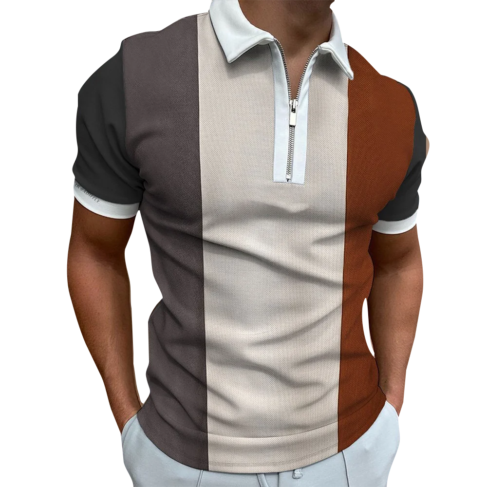 Custom 2024 Men's Polo Shirt Short Sleeve Patchwork Zipper Plus Size T ...