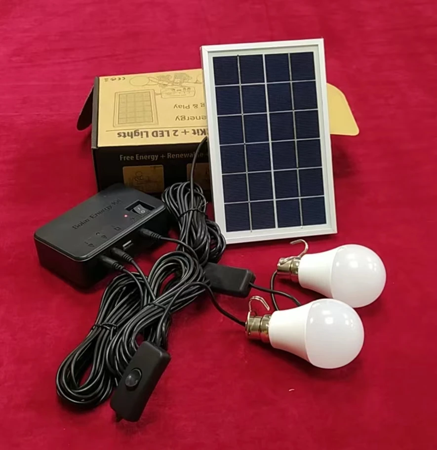 3w Portable Mini Solar Lighting Kit With 2 Led Bulbs Small Home Energy ...