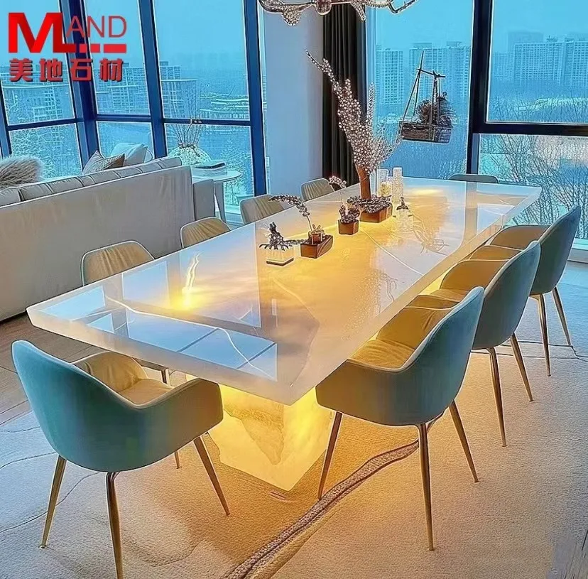 Onyx Backlit Dining Table - Custom Made Crystal Furniture