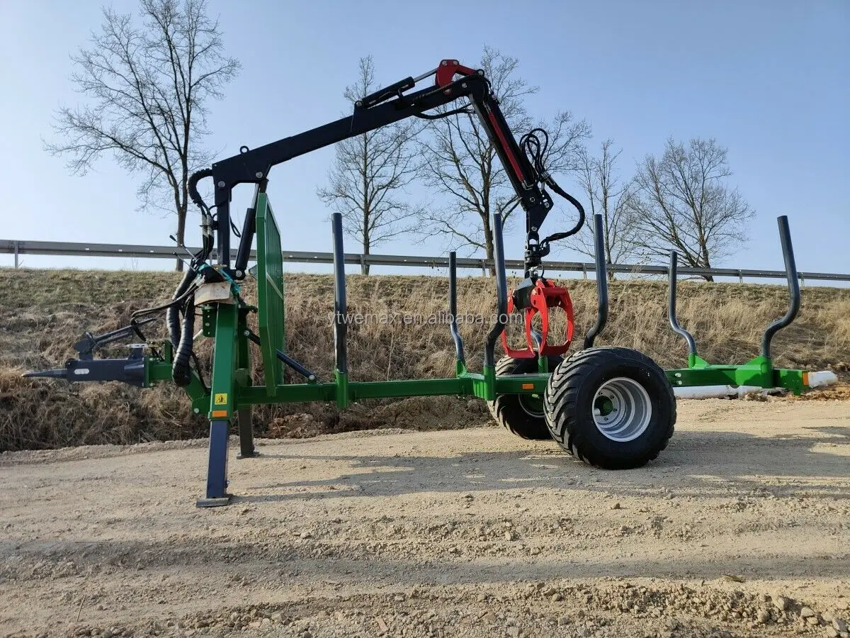 Forestry Machine - Forest Log Trailer with Crane for Tractor