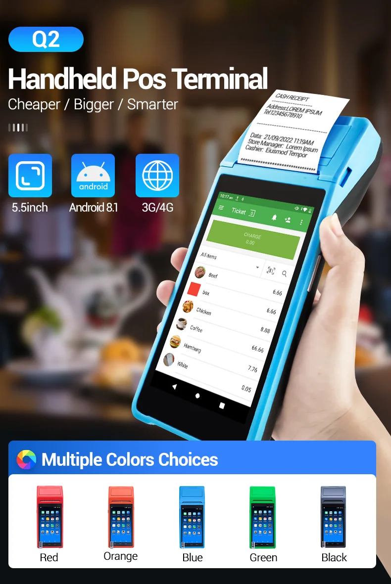 Handheld 5.5 Inch Pos Terminal Machine Smart Android Pos System Android ...