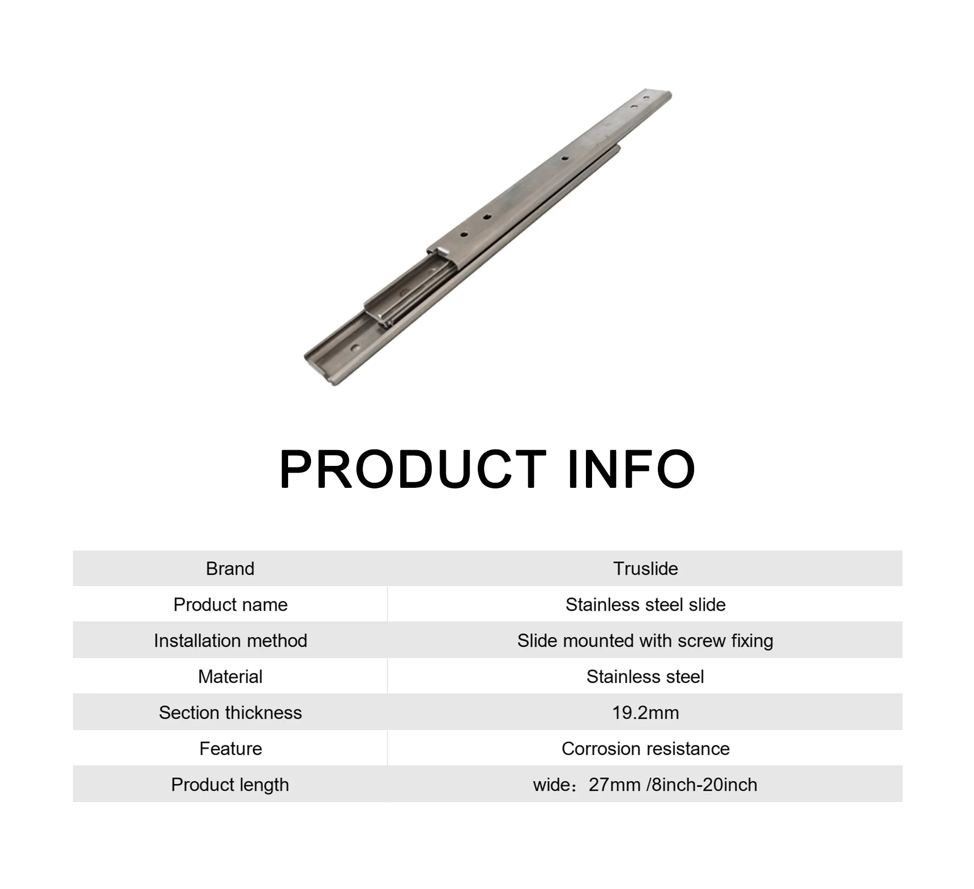 Ss2027pt27 Wide Sus304 Stainless Steel Slide 3 Rails High Temperature ...