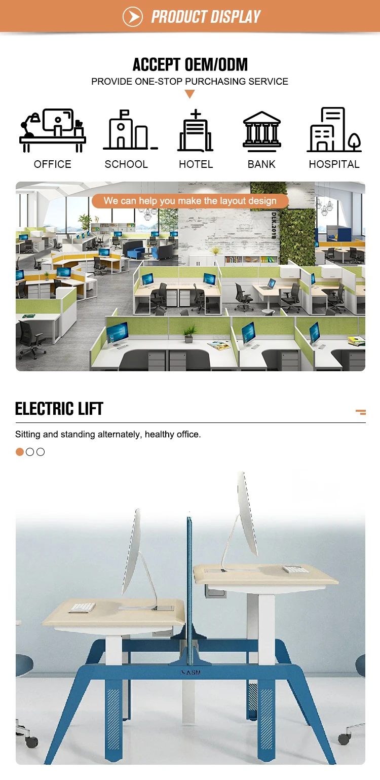 Luxury Classic Ergonomic Desk Employee Work Table Adjustable Height ...