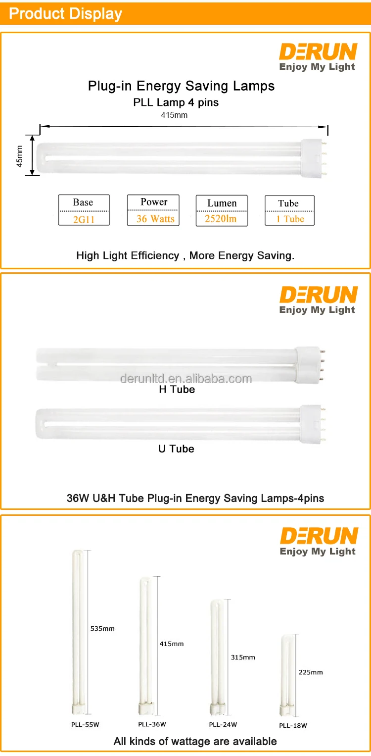 4PIN CFL 18W 36W PLL 2G11 2700K 6500K Fluorescent Tube Lamp
