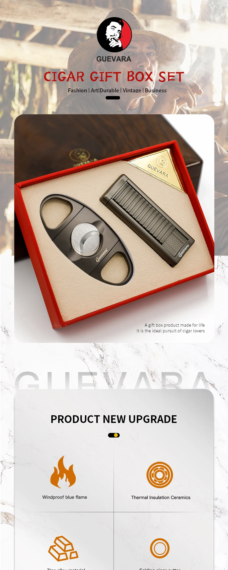 Custom Cigar Accessories Set Cigar Cutter Stainless Steel And Classic ...