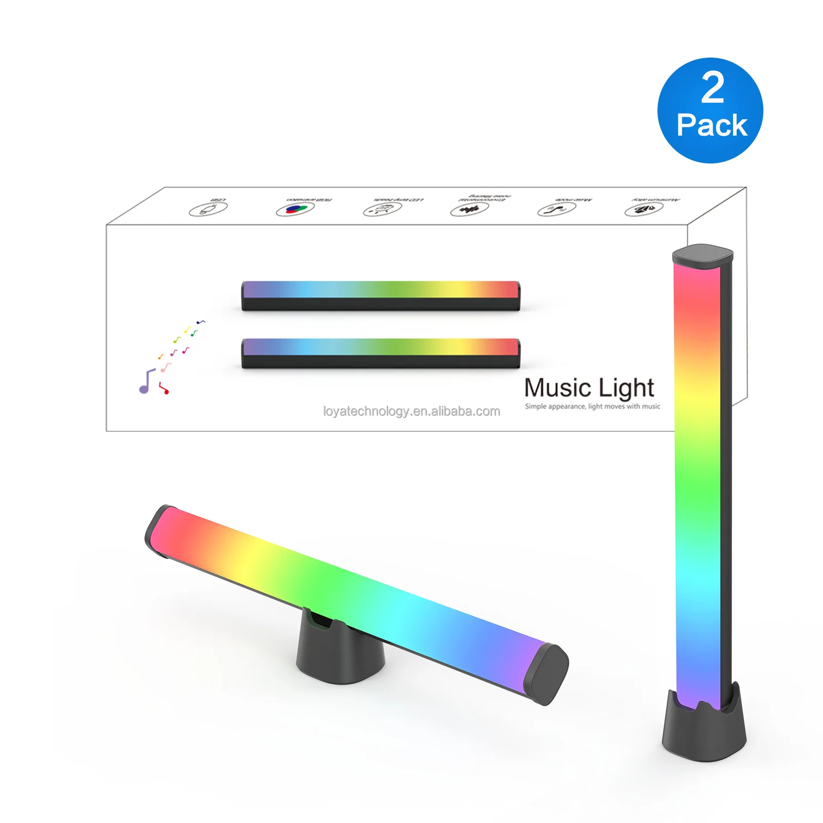 Gaming Smart LED Desktop Music Light 2 Lights Per Pack PC App Control ...
