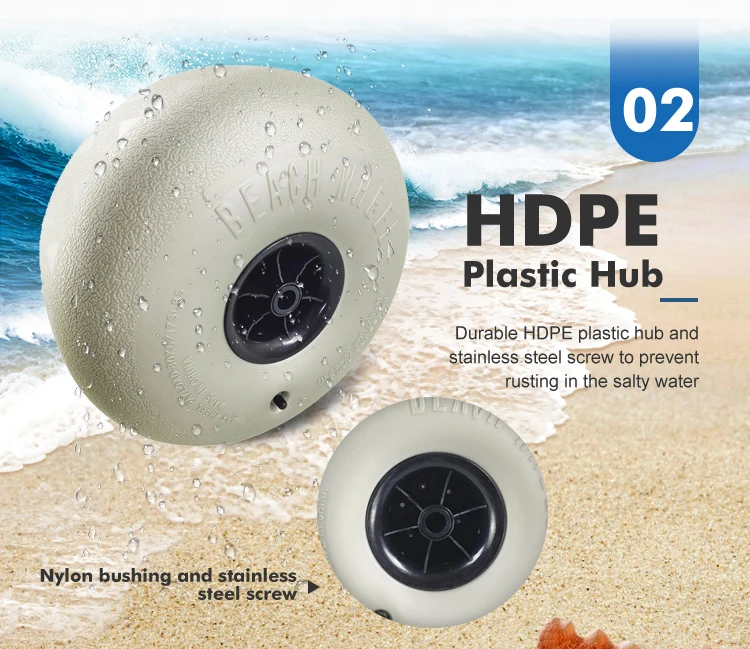 16 Inch Wheelchair Rear Wheels Beach All-Terrain Inflatable Trolley ...