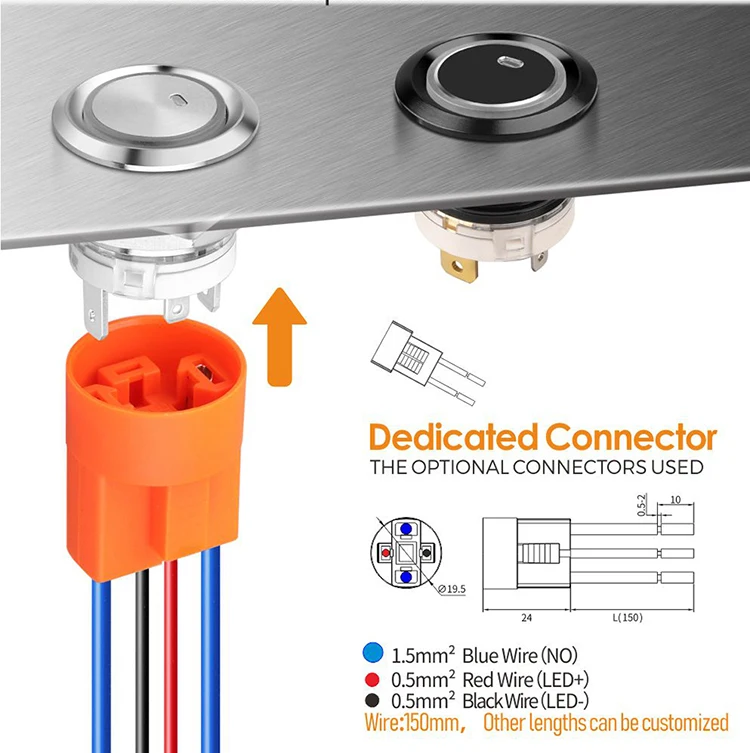 12 16 19 22mm Metal Momentary Or Latching Illuminated Push Button ...