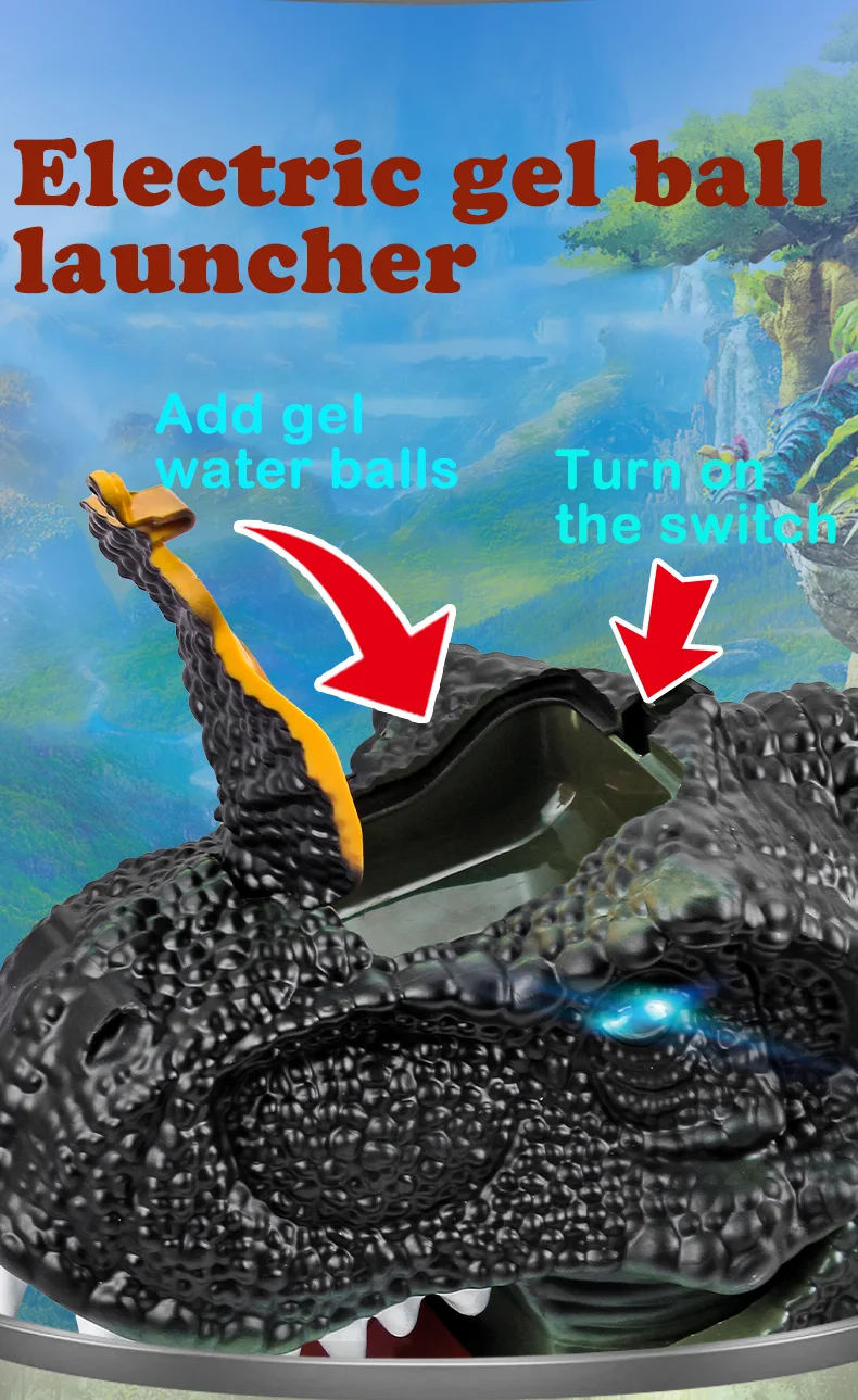 Dinosaur Hand Puppet Gel Blaster Gun Kids Funny Finger Puppets Role ...