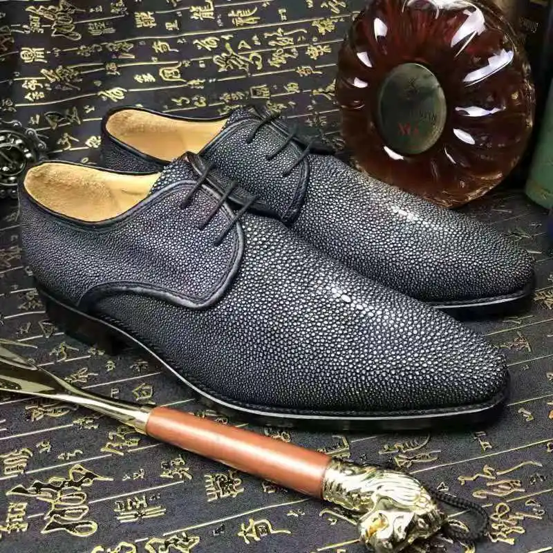 Hot Selling Leather Formal Shoes Man's Luxury Genuine Stingray Skin ...