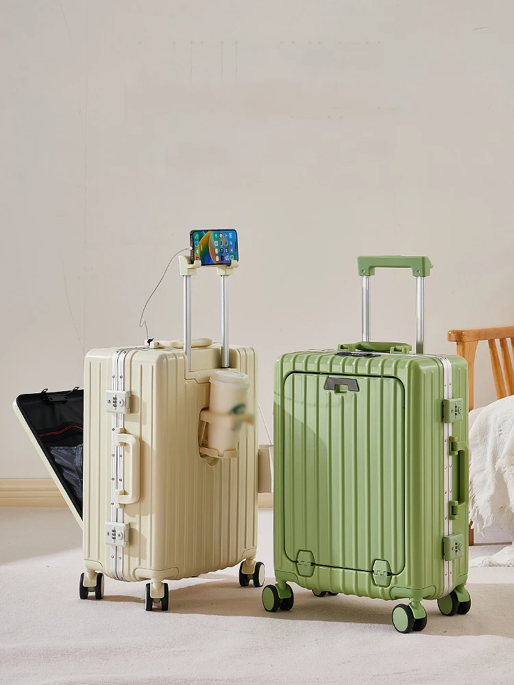 Multifunctional Smart Front Open Luggage With Usb Port Cup Holder 20 ...