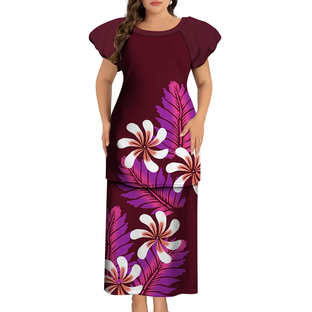 Vintage Tapa Tribal Design Puff Sleeve Tongan Puletasi Sets Puffy Dress ...