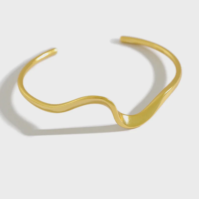 trendy minimalist Wavy pattern gold or silver plated bangles for ...