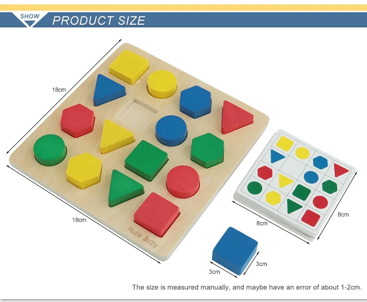 Wooden Geometric Shapes - Stacking Rings & Fractions Puzzles