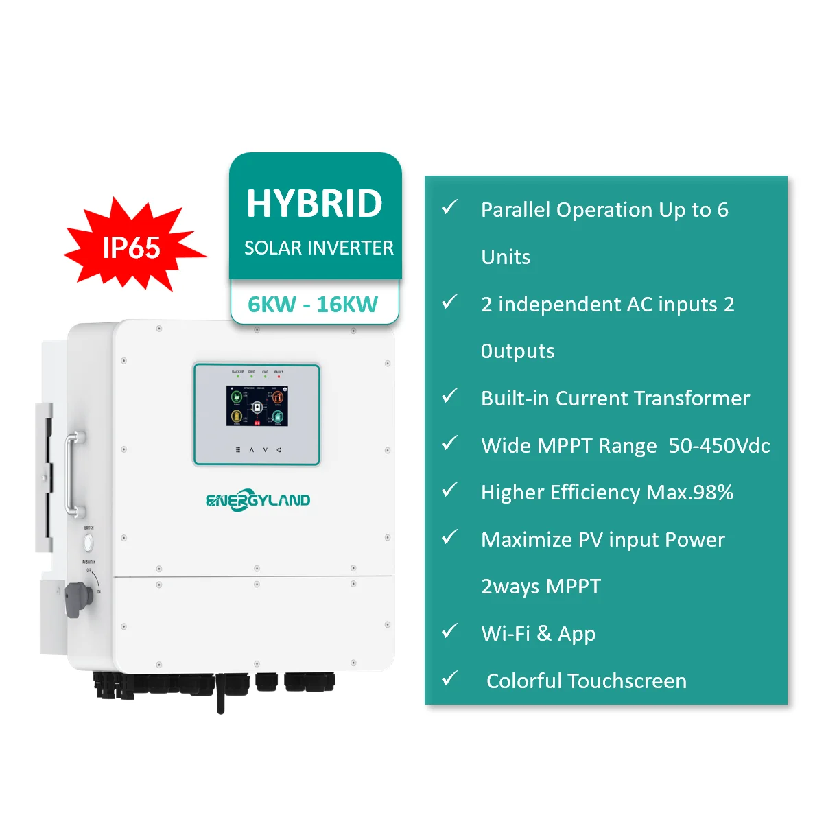 Hybrid Solar Inverter New 3.5KW 5.5KW 6.5KW 10KW 12KW On-Off Grid Solar ...