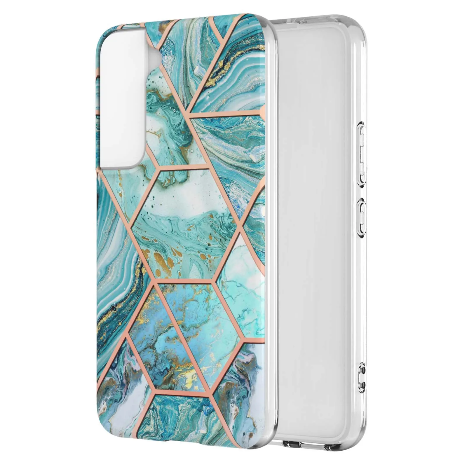 Geili Turquoise Blue Green Gold Marble Glossy Slim Soft Tpu Phone Case ...
