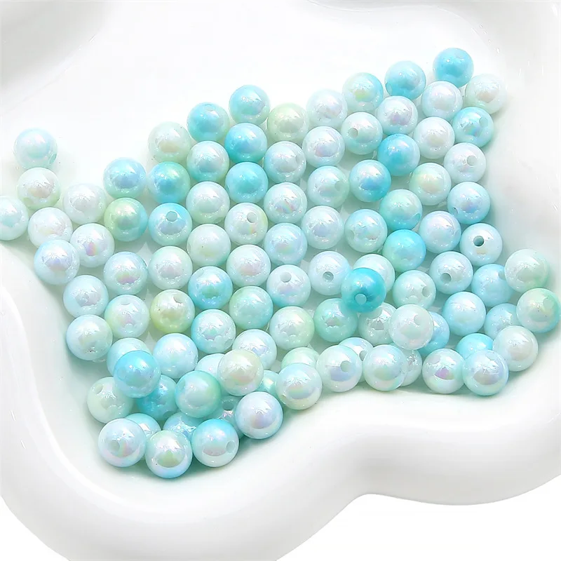 4mm Acrylic Plated Color Ab Two-color Round Beads Loose Beads Handmade ...