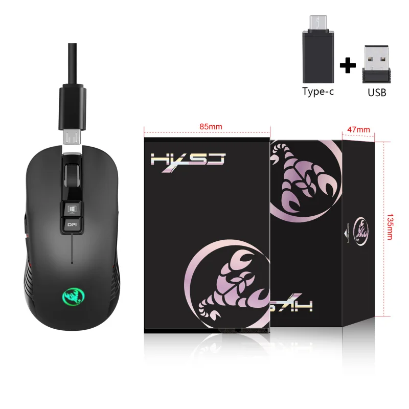 Hxsj T30 Wireless Charging Mouse 7 Color Light 3600dpi Gaming Mouse ...