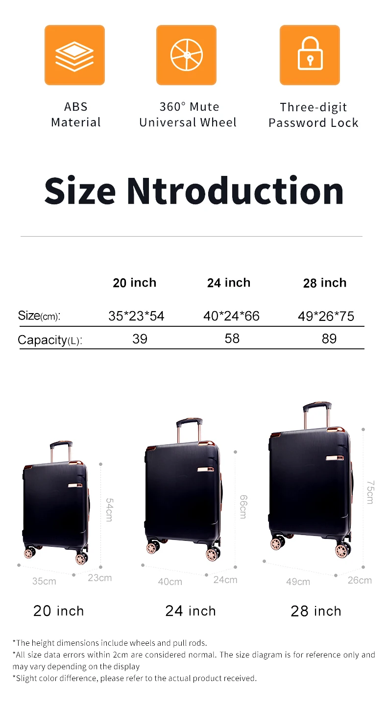 Unisex Universal Abs Carry-on Luggage Durable And Small Size Travel ...