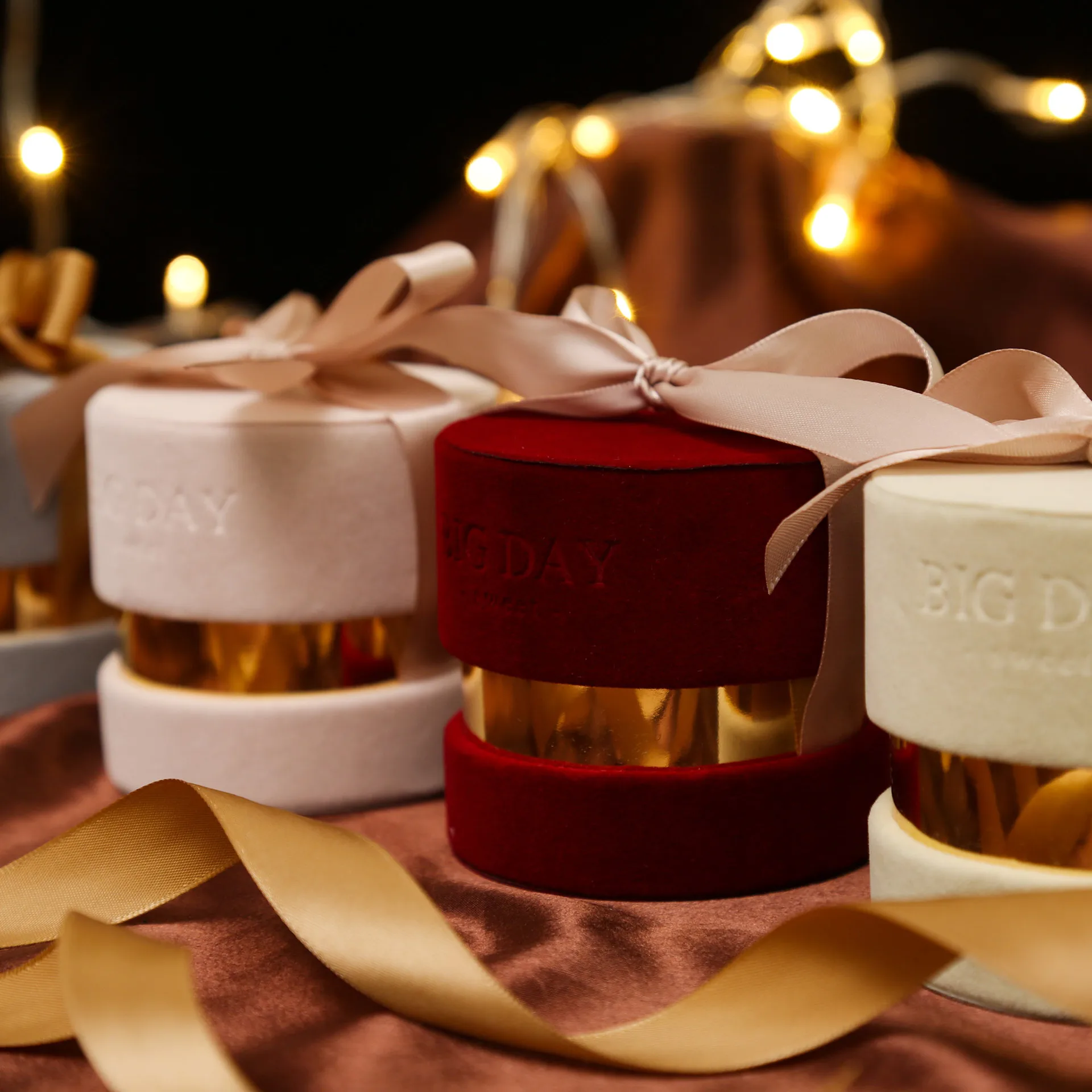 Reusable Luxury Velvet Box Creative Wedding Decoration Cylinder Candy ...