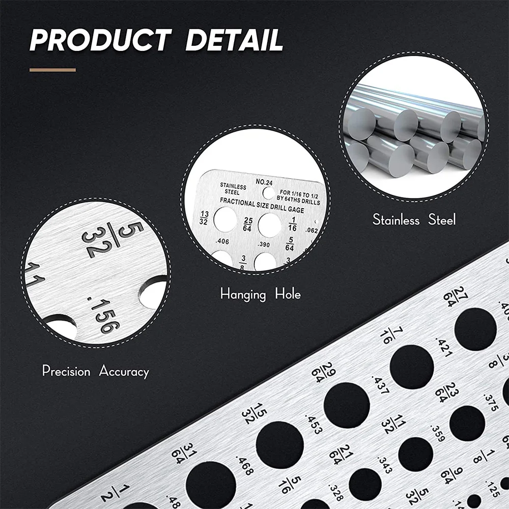 Stainless Steel Bolt Sizing Gauge Drill Bit Measuring Gauge Drill Bit ...