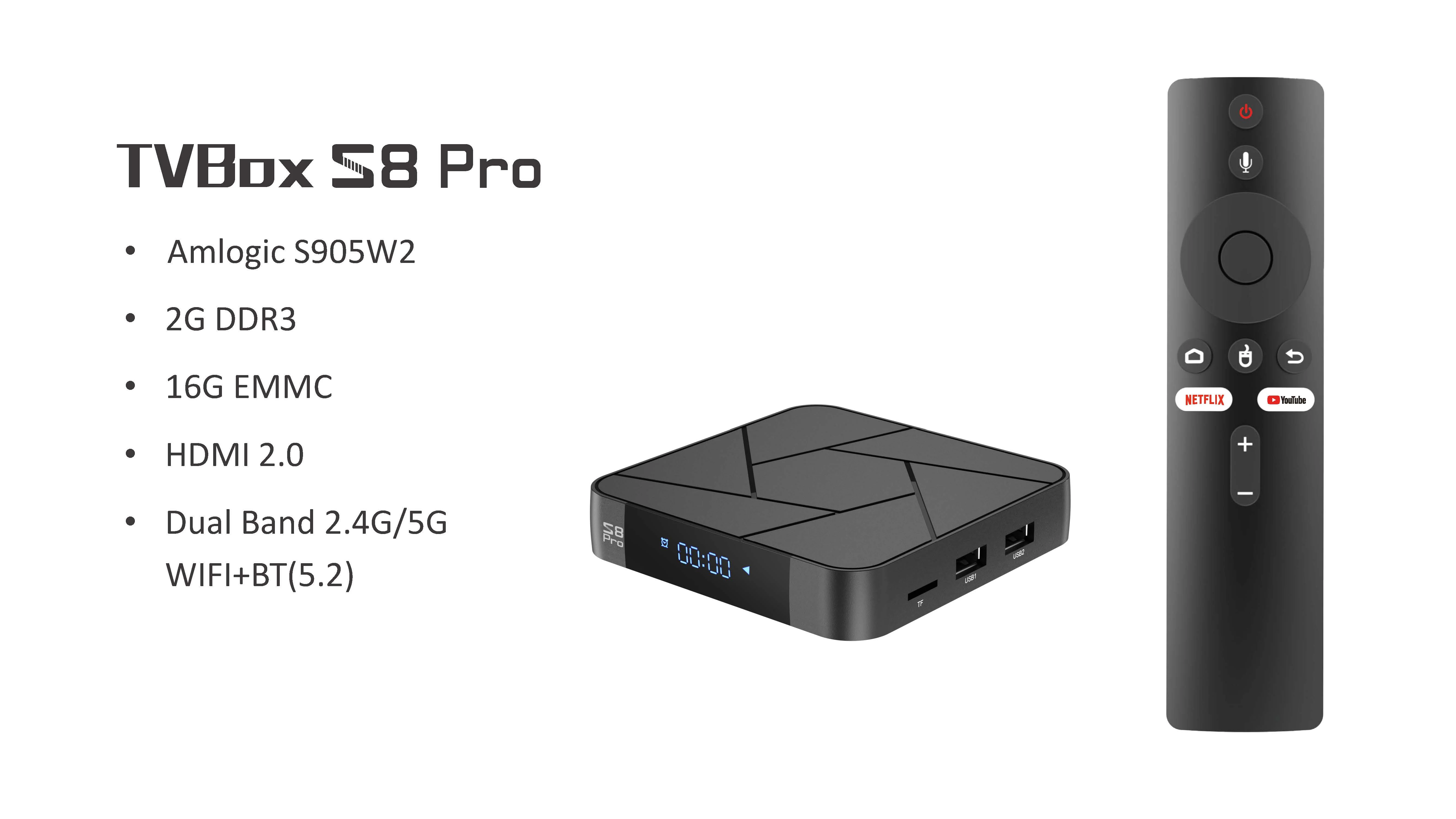 S8 Pro TV Box - Smart Android Video Player with 16GB/32GB