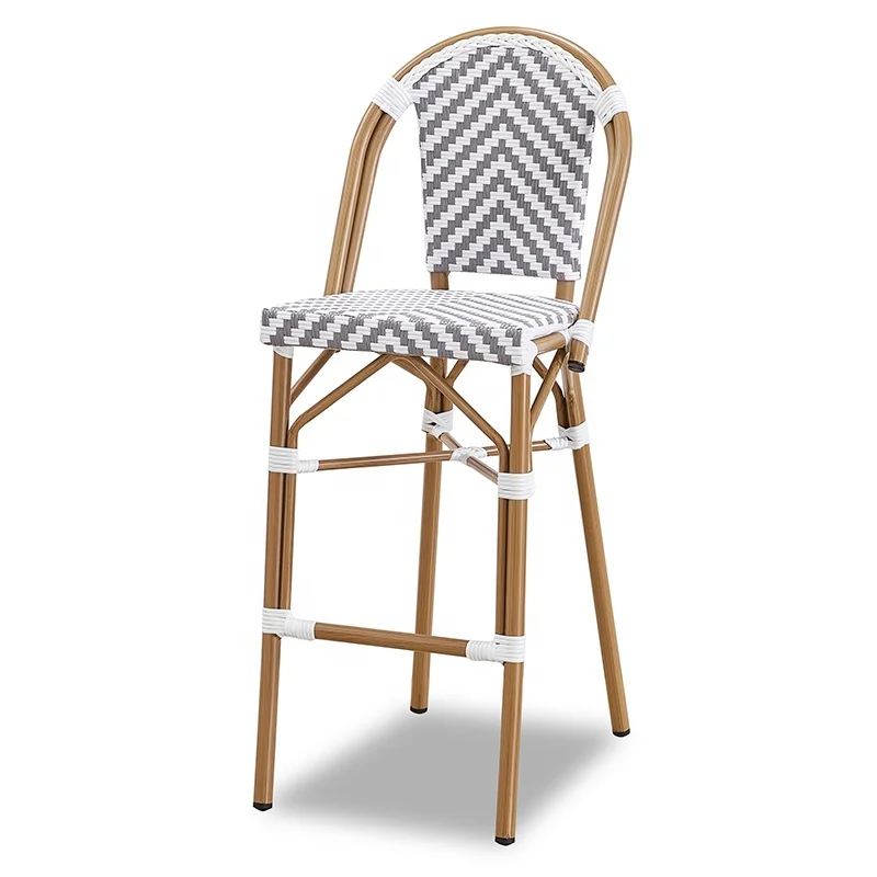 Modern Luxury Bistro Furniture Outdoor Rattan Aluminum Stool Counter ...