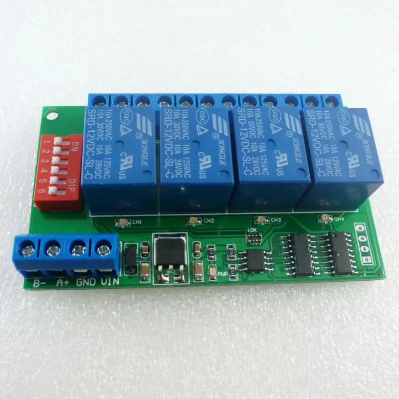 Ce040 4 Channel Dc 12v Rs485 Relay Module Modbus Rtu & At Command Remote Control Switch For Plc ...
