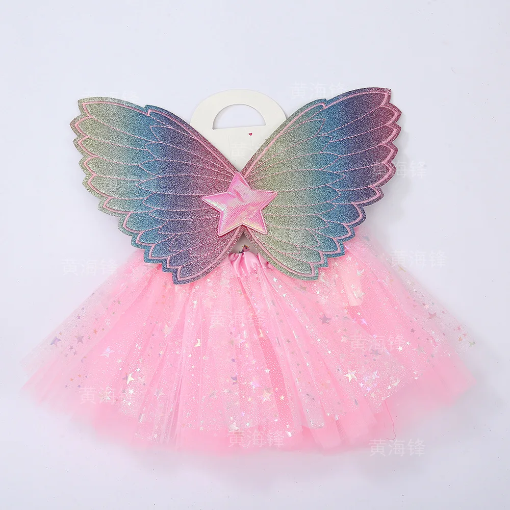 BAIGE Rainbow Angel Party Dress With Wing Princess Set for Girls Kid ...