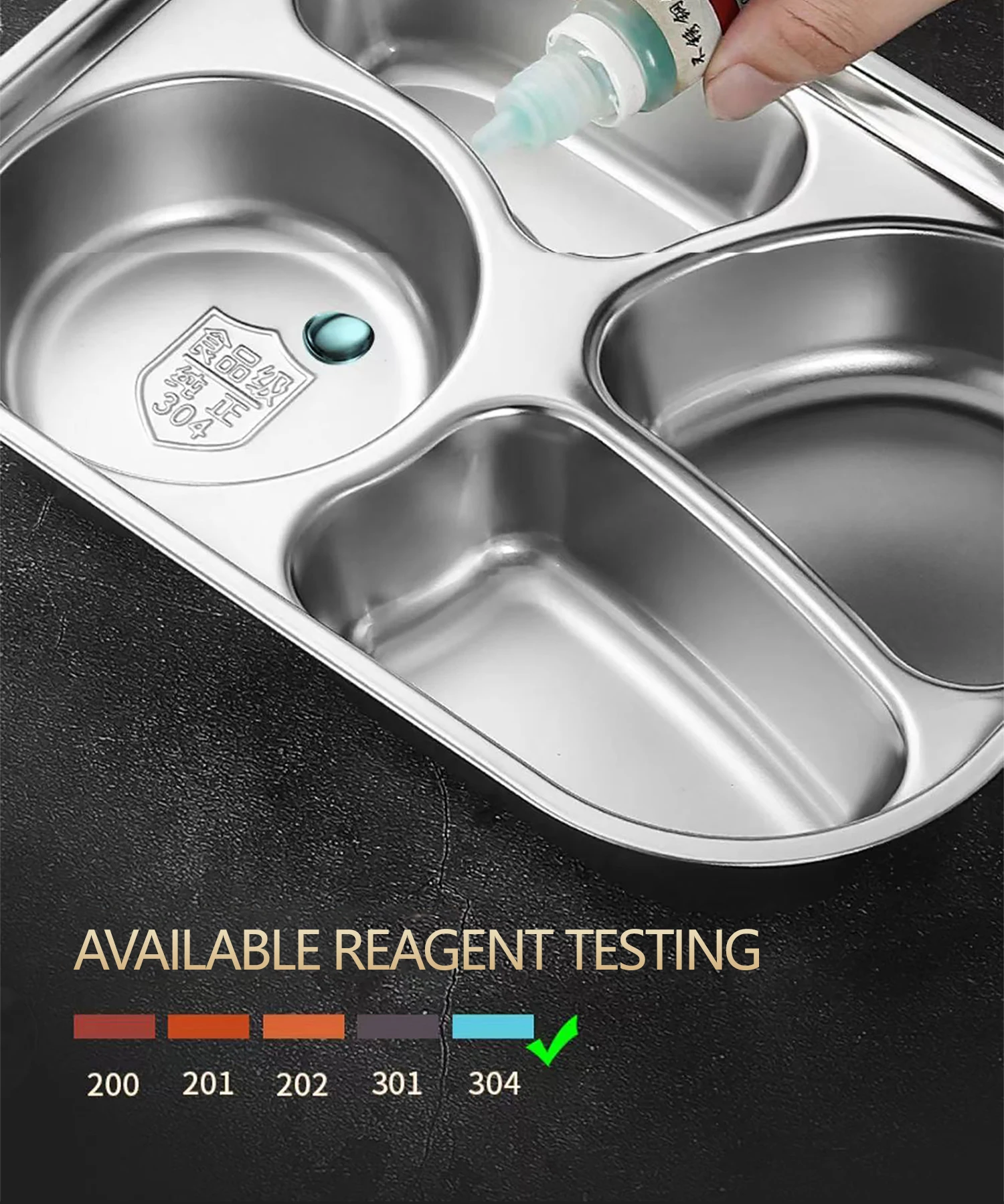 YITIAN 5-Section Stainless Steel Compartment Tray - Eco-Friendly ...