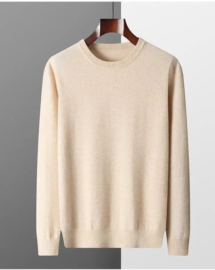 Winter Crew Neck 100%Cashmere Blank Knitted Casual Plain Pullover Long ...