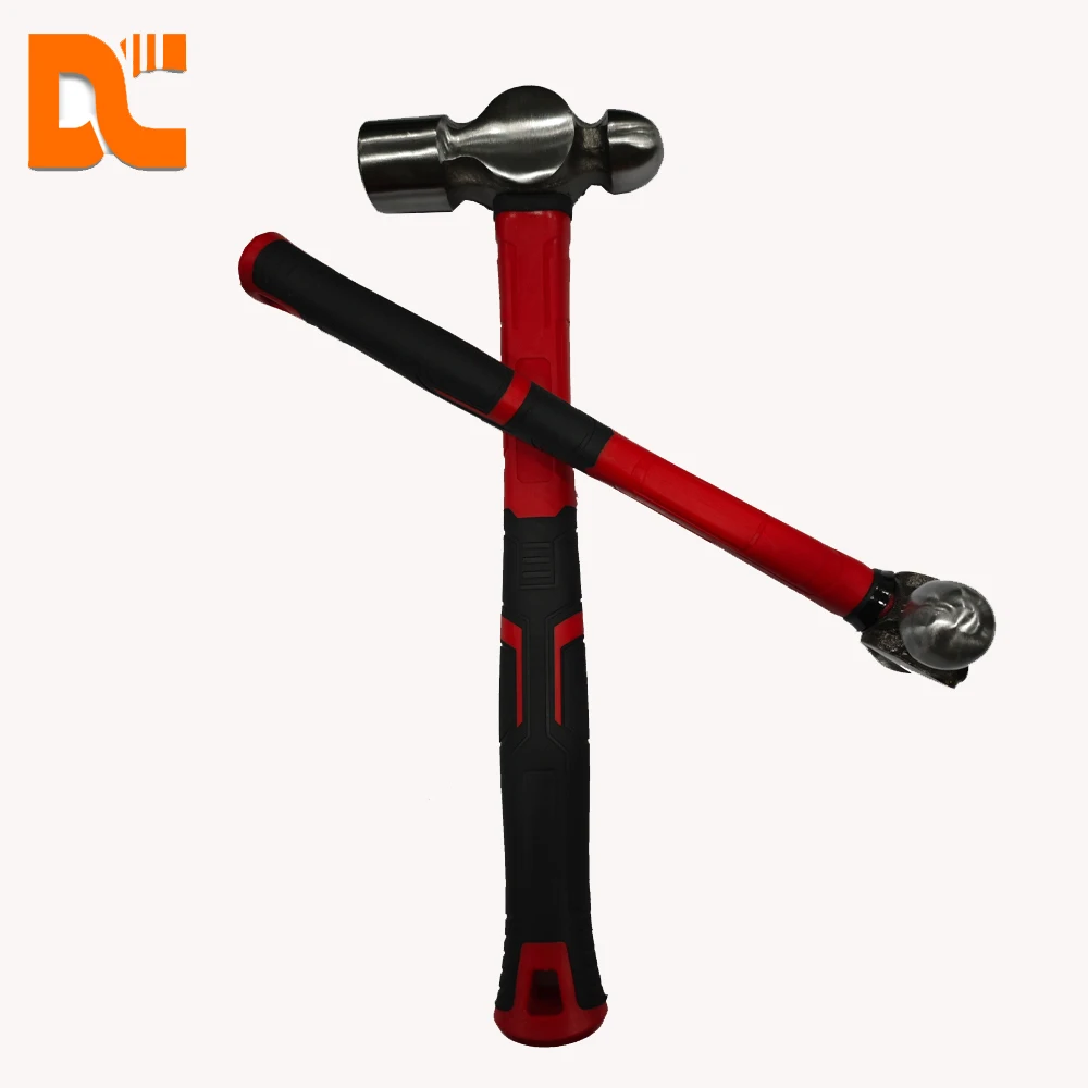 16oz Ball Pein DIY Hammer with Red TPR Handle Carbon Steel and Titanium ...