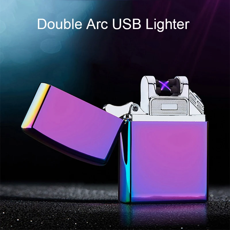 Xy830217 Fashion Design Rechargeable Rainbow Windproof Double Arc Usb ...
