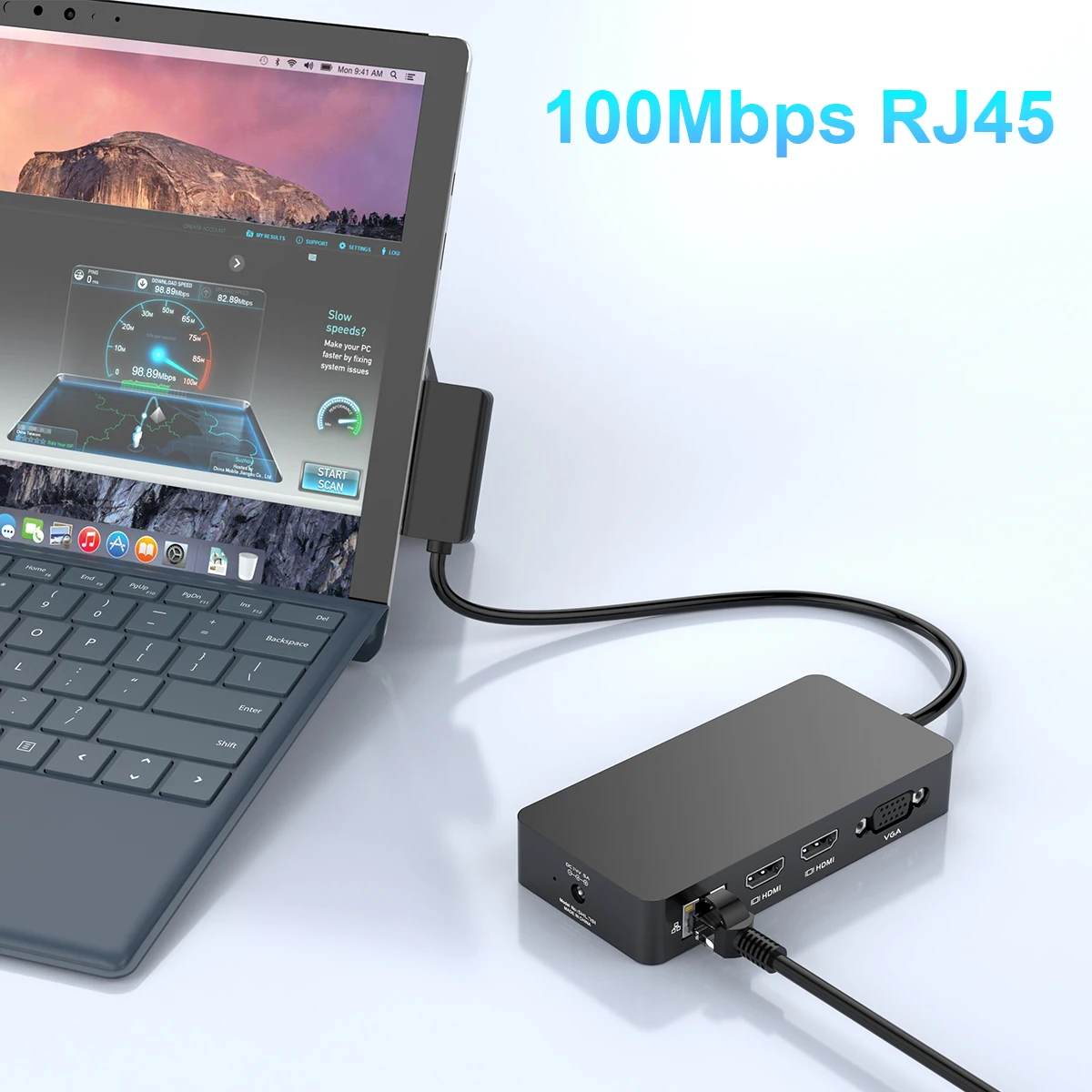 Double Mini Display Hub Gigabit Ethernet 96W Power Supply