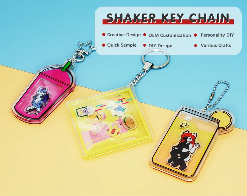 Paka Custom Printed Anime Acrylic Shaker Keychain Clear Cartoon Plastic ...
