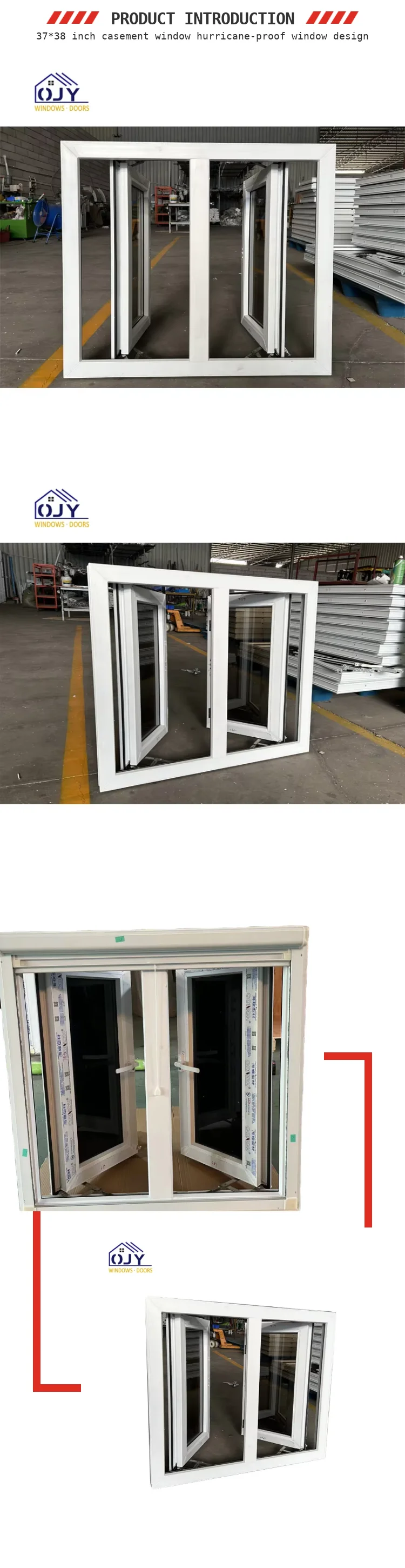 PVC House Window Double Glazed Swing Out Hurricane Impact UPVC Glass ...